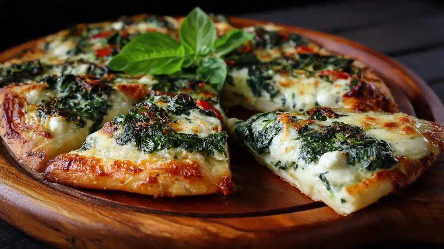 Greek Roasted Garlic Spinach White Pizza - A Fresh Spin on Pizza ...